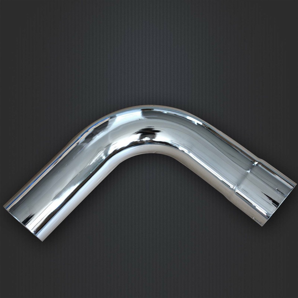 Pair 5"ID/OD x 19.5" Arms Chrome Exhaust 90 Degree Elbow Stack Pipe ...