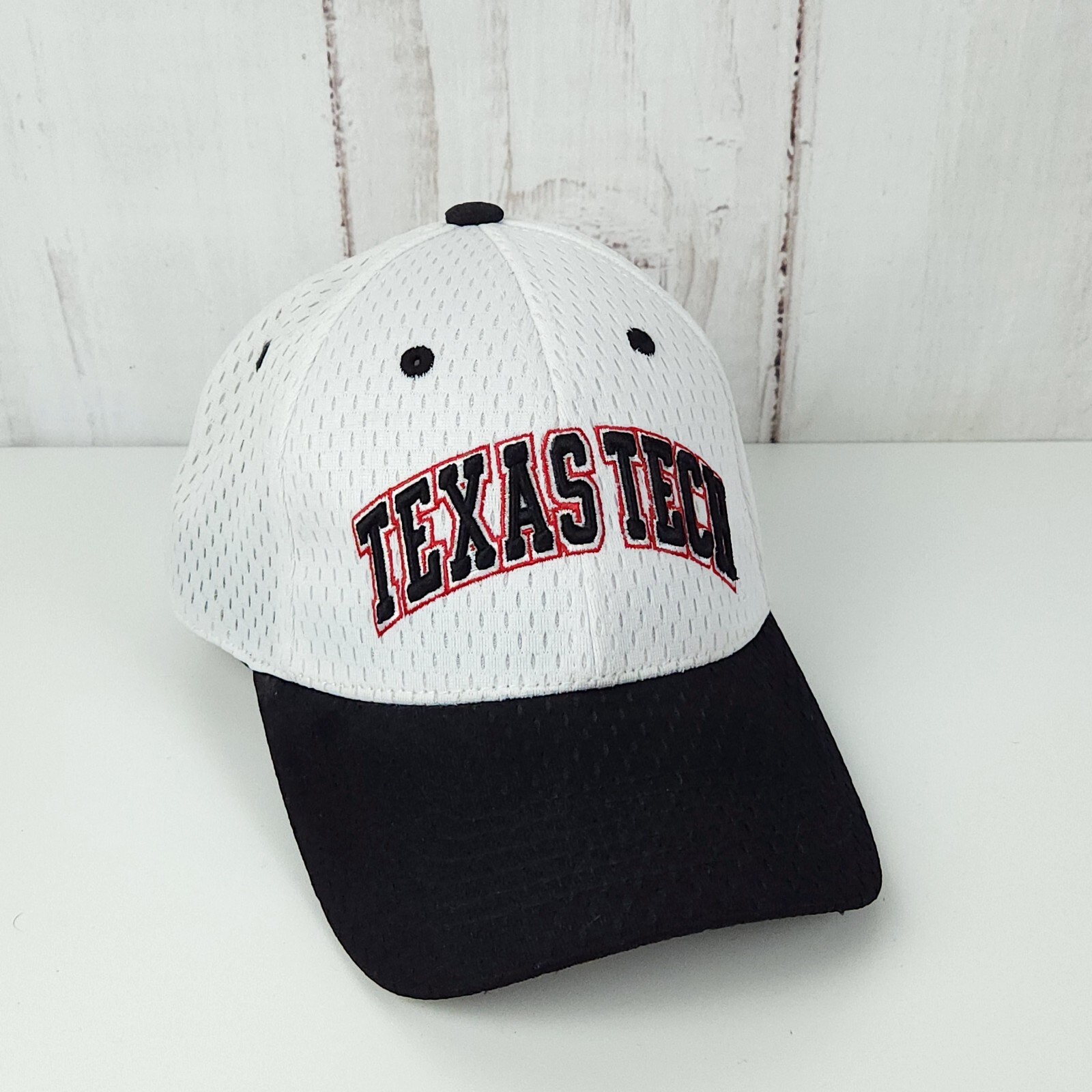 Texas Tech Hat Red Raiders Cap White Black Hook & Loop Campus Design ...