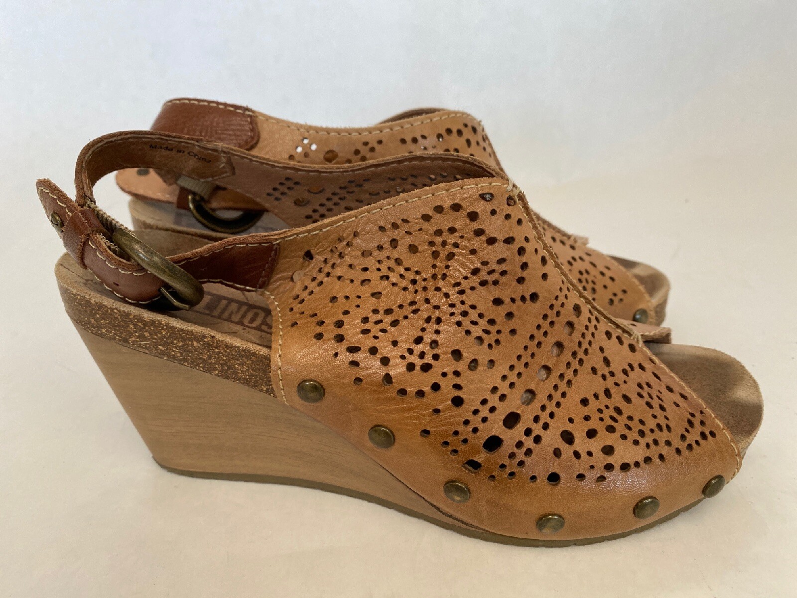 PIKOLINOS perforated Leather Wedge Sandals 37 7 - Gem
