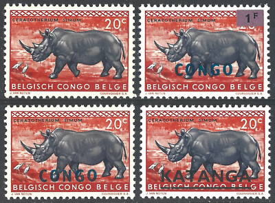 Congo Belgian 1959-60. Rhinoceroses, 4 MNH Stamps | eBay