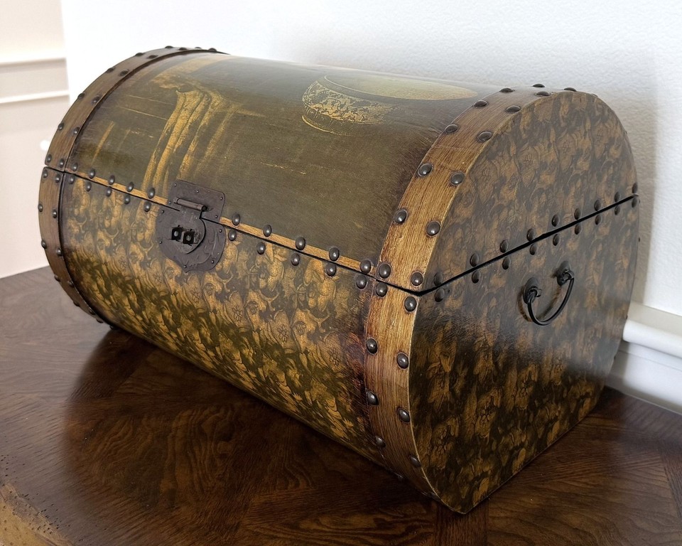 Vintage Wooden Barrel Large Pirate Treasure Chest Box 17”x12”x11 ...