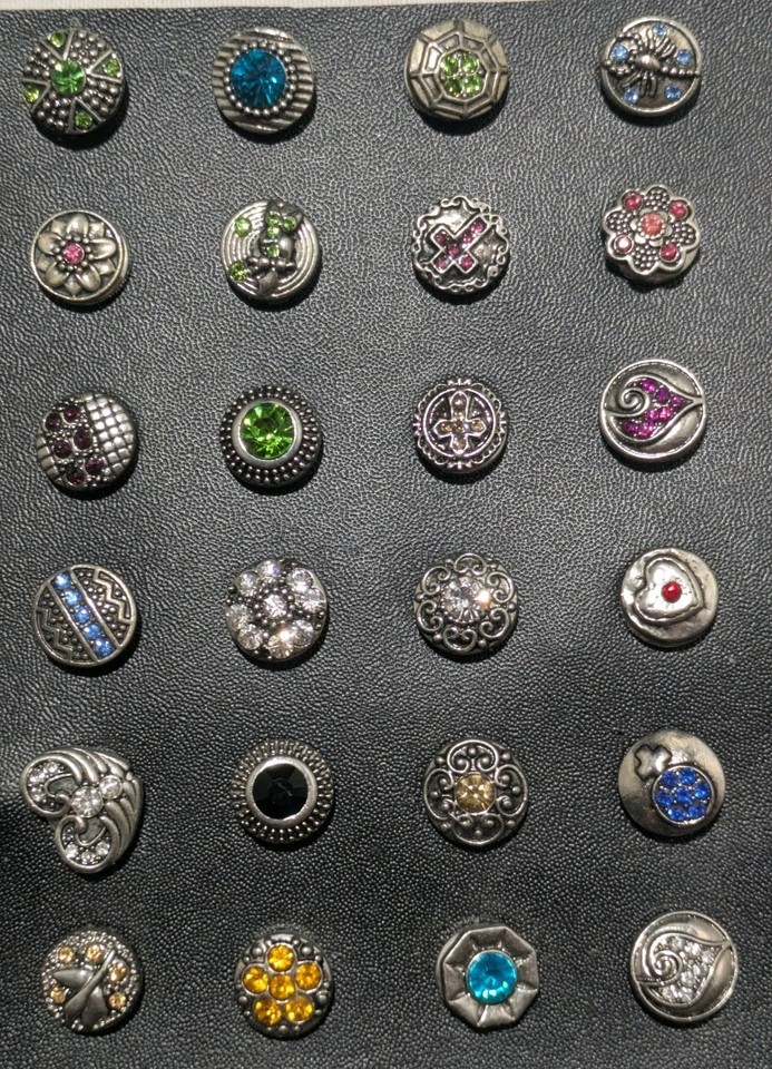Lot Of 60 Ginger Snap Style 12mm Button Charms Various Materials Styles ...