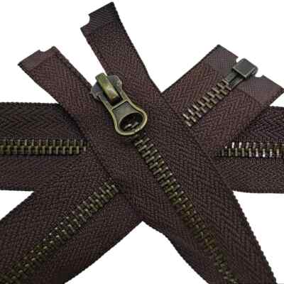 BROWN 1-15 Antique Brass Metal Zip Fastener Size#5Open End For Jacket ...