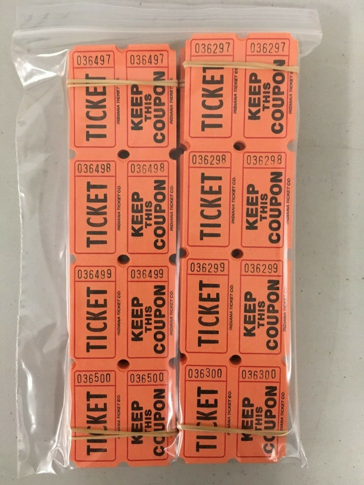 500 Raffle Tickets 50/50 Double Stub Split the Pot 8 Colors 1/4 Roll ...