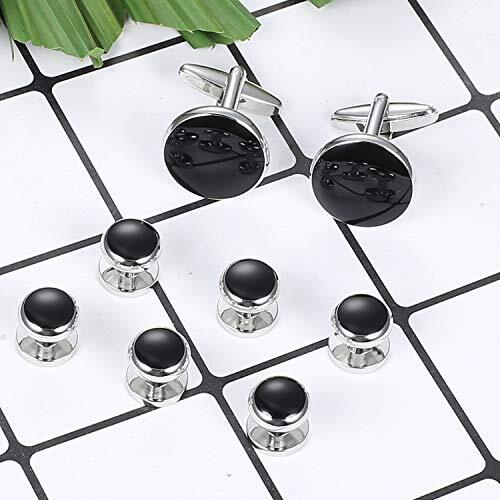Mens Cufflinks and Studs Set Tuxedo Shirts Classic Black&Silver Match for Bus... | eBay