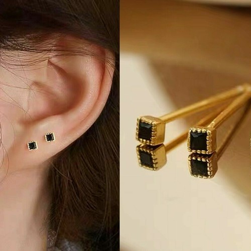 Women Surgical Steel Tiny Square Screw Back Stud Earring Minimalist ...