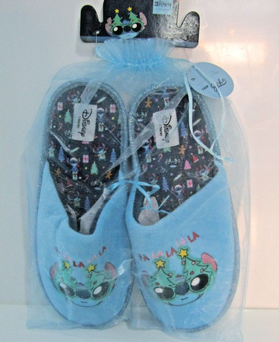 PRIMARK DISNEY STITCH CHRISTMAS SLIPPERS GIFT BAG SLIP ON MULES BLUE ...