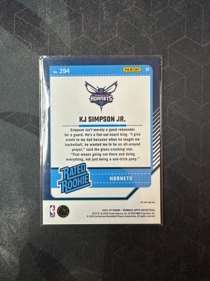 2024-25 Panini Donruss Optic KJ Simpson Jr. Rated Rookie Holo Silver ...
