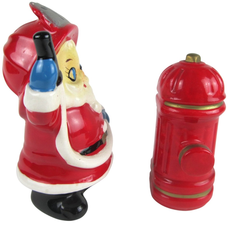 Capri Creations Santa Fireman & Hydrant Christmas Salt & Pepper Shakers ...