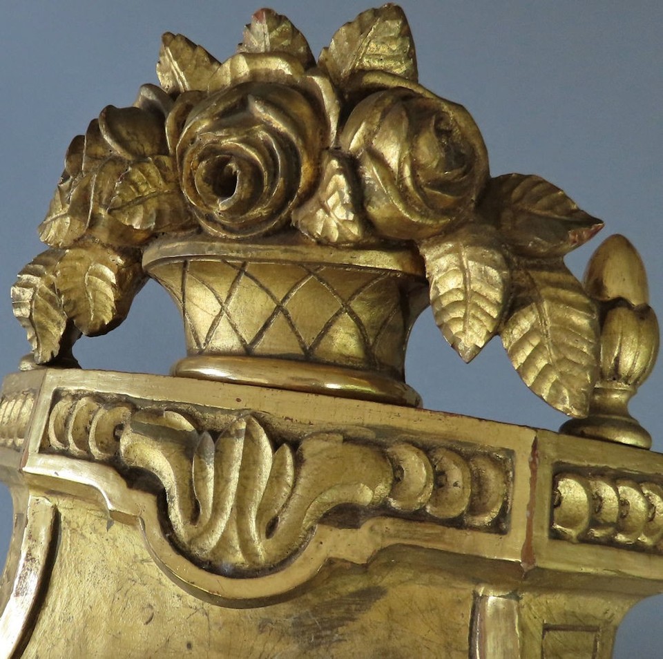 Antique SWEDISH Carved GILT Wood 25" Wall CLOCK Basket of ROSES Drapes ...