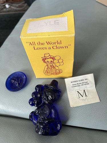 Mosser Lyle Clown Colbalt Glass 81 And Mini Plate In Original Box ...