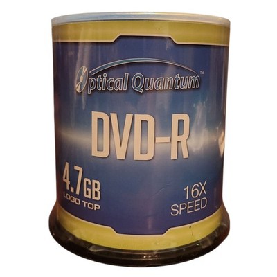 100 PC Optical Quantum 16X 4.7 GB DVD+R Logo Top Disc Blank Media ...