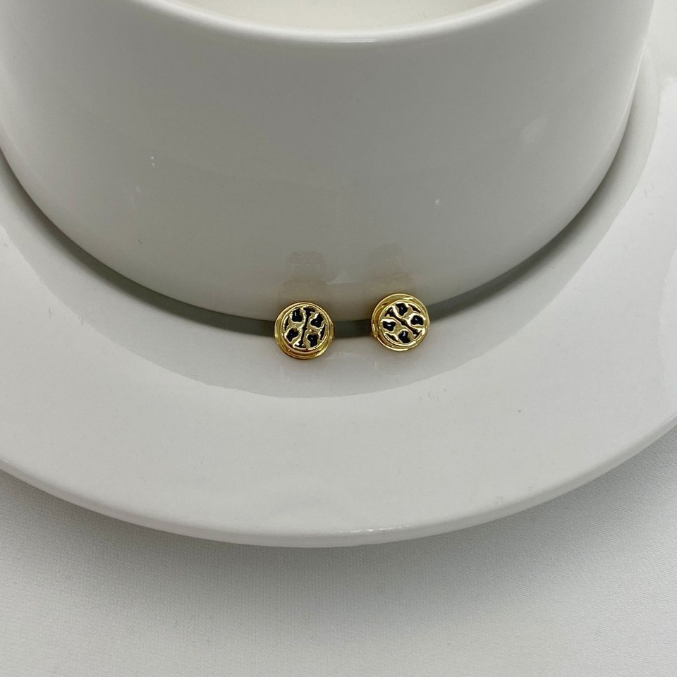 2026 Tory Burch Enamel-Inlaid Letter Circular Earrings | TB Serie | eBay