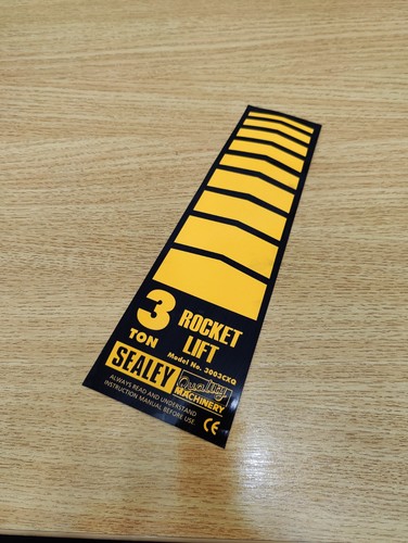 Sealey Trolley Jack sticker vinyl Replacement 3 Ton Rocket Lift 3003CXQ ...