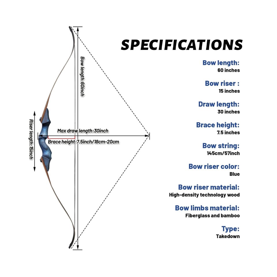 Black Hunter Original Takedown Recurve Bows for Adults Archery Recurve ...