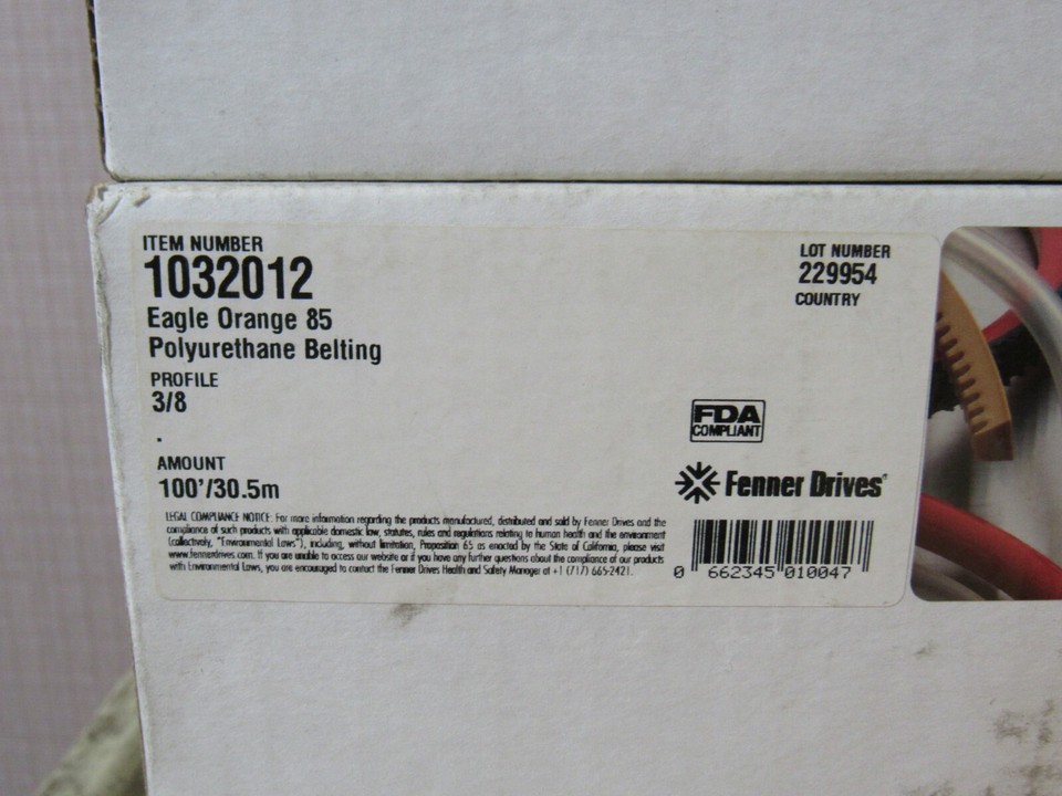 NEW EAGLE ORANGE 85 POLYURETHANE BELT BELTING 1032012 3/8" 100' FT | eBay