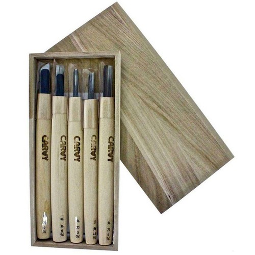 Michihamono 5pcs Carvy Premium Wood Carving Tool Kit U V Gouge Skewed ...