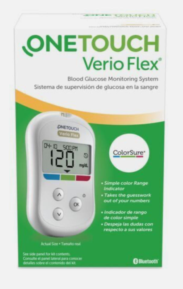 One Touch Verio Flex Blood Glucose Monitoring System for Blood Sugar 1 ...
