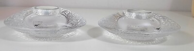 Pair Of Orrefors Crystal Designed by Lars Hellston Discus Votive Candle ...