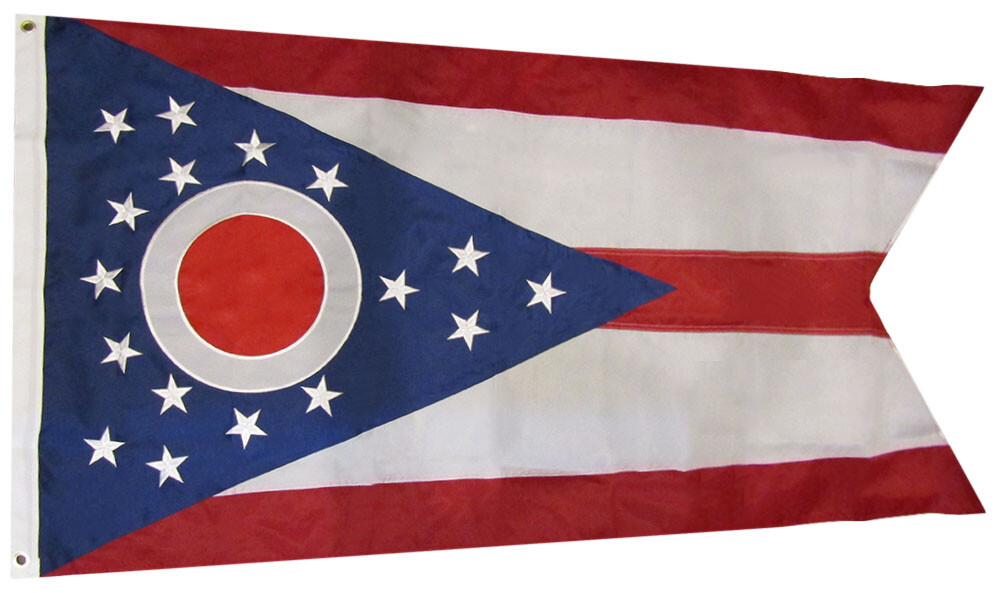 3x5 State of Ohio OH 3'x5' Premium Double Sided 210D Nylon Embroidered ...