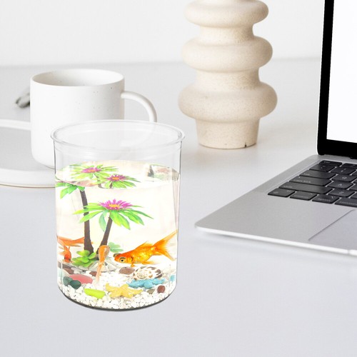 2 Pcs Small Fish Tank Plastic Aquarium Clear Keeper Office Goldfish | eBay