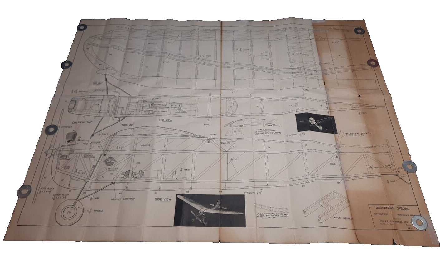 Vtg Buccaneer Special Model Aircraft Plans RC Airplane Engine Gas ...