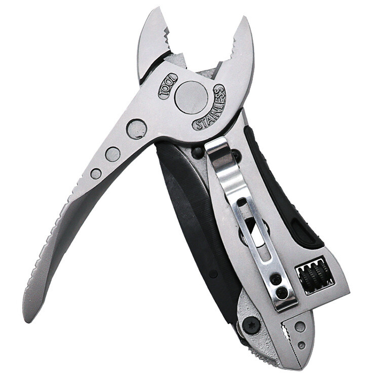 Multi Tool Knife Set Adjustable Wrench Screwdriver Jaw Pliers Survival ...