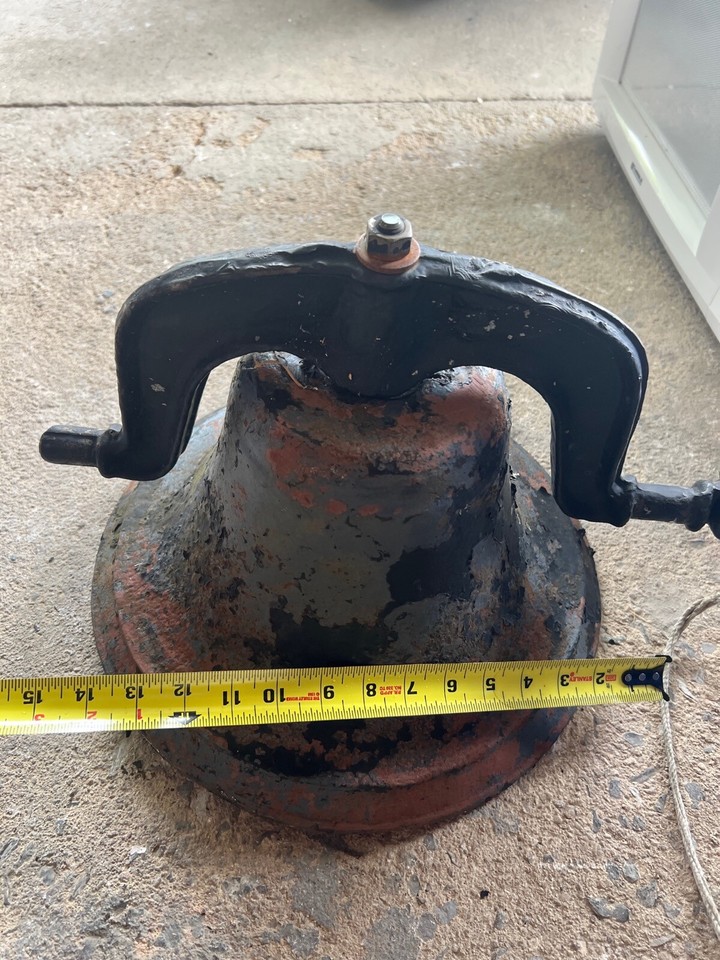 Antique Crystal Metal Antique Cast Iron School/Church Bell and Yoke | eBay