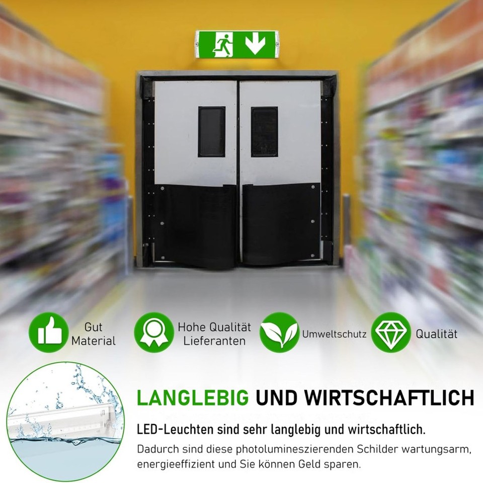 Notleuchte Fluchtwegleuchte LED Notbeleuchtung Notausgang Exit Notlicht ...