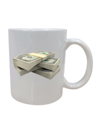 MONEY STACK GLOSSY hundred dollar bills Funny Gift Present Coffee Mug ...