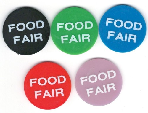 Food Fair FAIRFIELD, CA--Set Of Five Food Stamp Credit Tokens--Solano ...