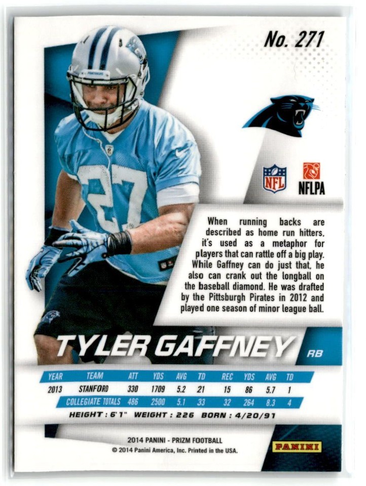2014 Panini Prizm FOOTBALL #271 Tyler Gaffney Rookie Carolina Panthers ...