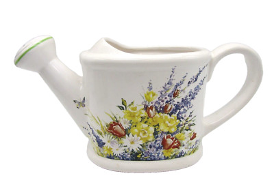 Teleflora Watering Pitcher Can Vase White Ceramic Planter Floral ...