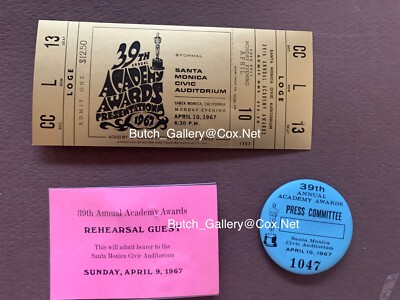 ACADEMY AWARD PRESENTATION OSCAR TICKET 39th annual 1967 original ...