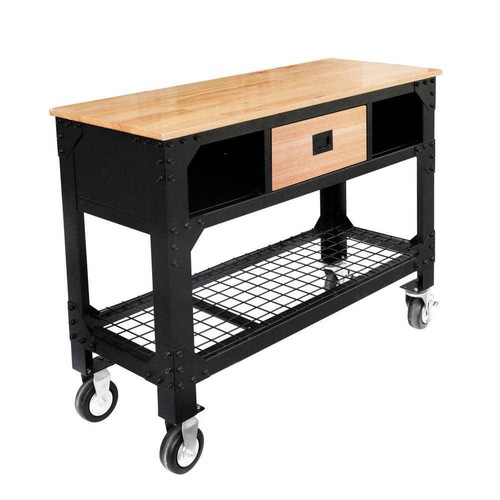 Olympia Workbench 48"Wx19"Dx37"D 1Drawer Rolling WoodenTop+Locking ...