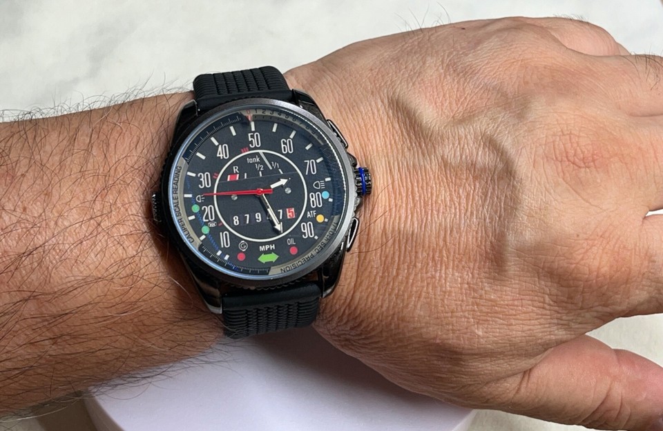 NEW Watch men's VW Beetle Speedometer Watch green luminous dial tire ...