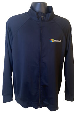 EdgePro Microsoft Jacket Mens large Black Full Zip Logo with India Back ...