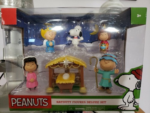 PEANUTS CHARLIE BROWN NATIVITY FIGURES DELUXE SET CHRISTMAS PAGEANT 7 ...