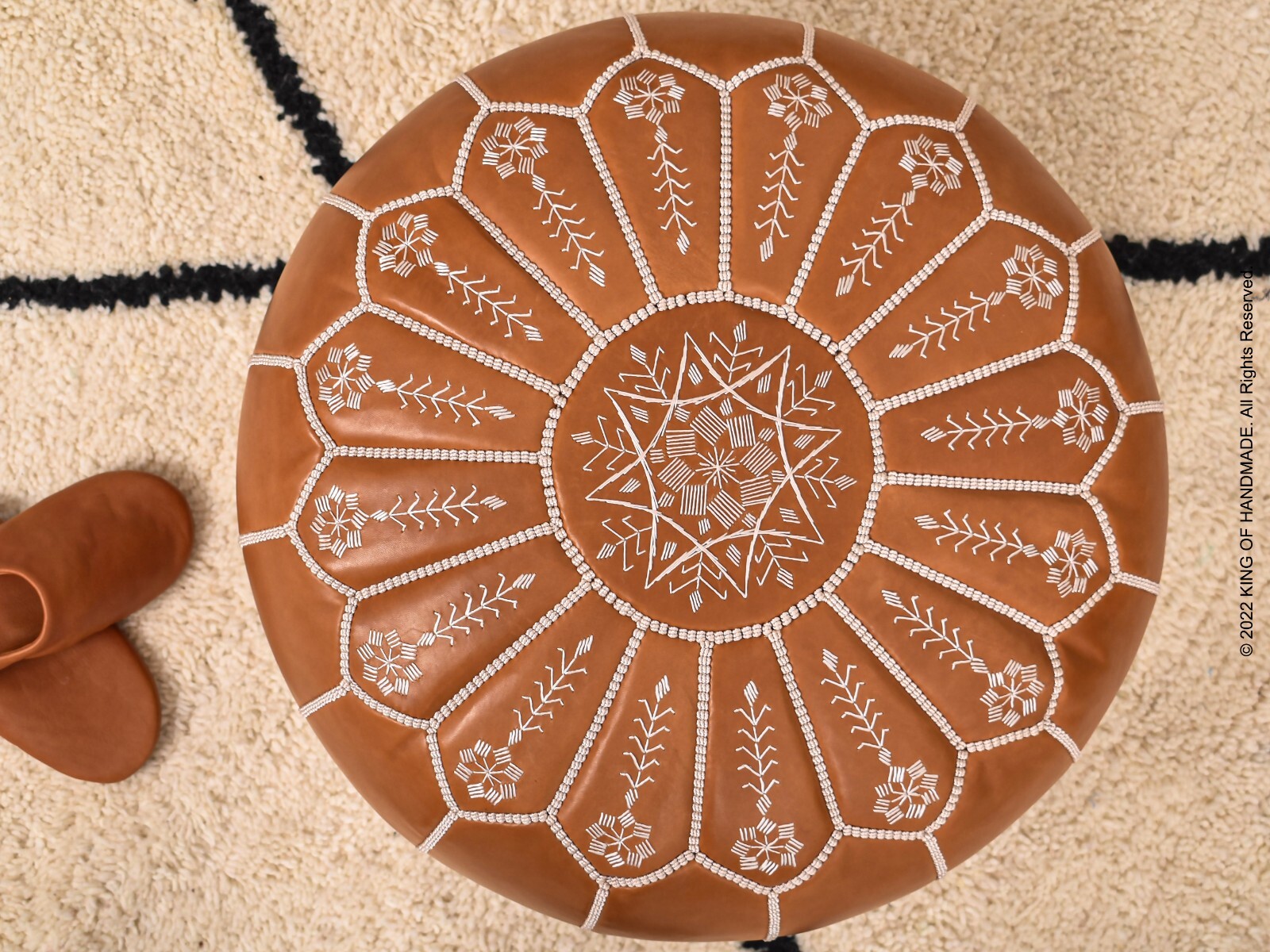 STUFFED Ottoman Footstool, Home decor pouf, Moroccan Genuine Leather ...