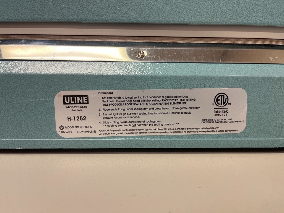 ULINE Tabletop Impulse Sealer with Cutter - 20" Heavy Duty Sealer | eBay