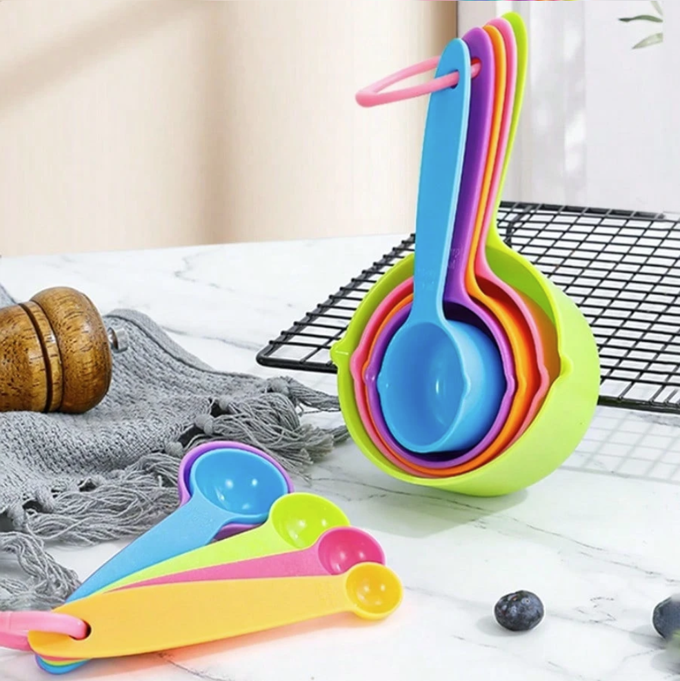 5 Pcs Multifunctional Measuring Cup & Spoon Set – Adjustable, Colorful ...