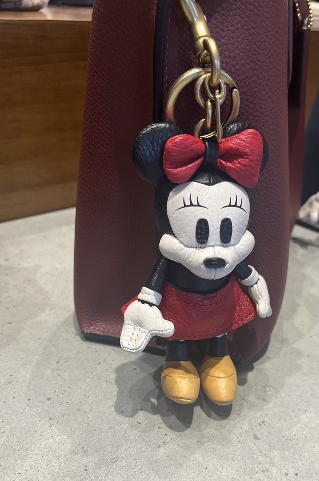 Coach Exclusive x Disney Minnie Mouse Leather Plush Bag Charm Keychain ...
