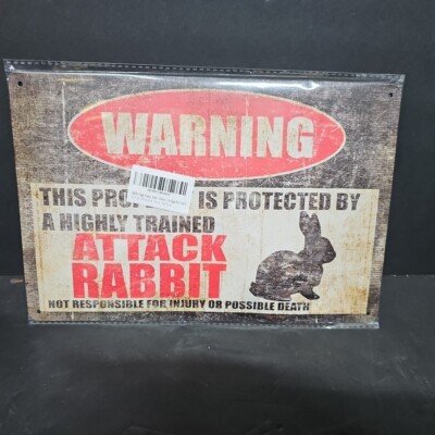 Attack Rabbit Protected Property METAL Sign Rabbit Funny Bunny Decor Barn 8 X 12 | eBay