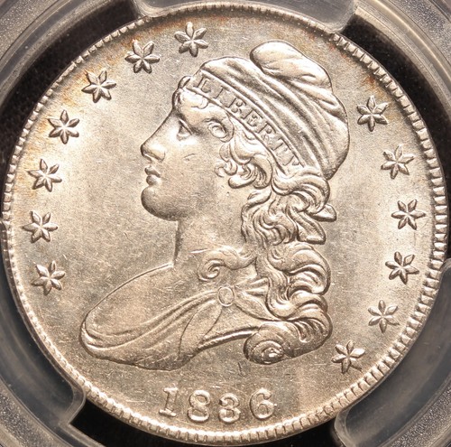 1836 Capped Bust Half Dollar, PCGS AU55, Bright White Coin, Looks Roll ...