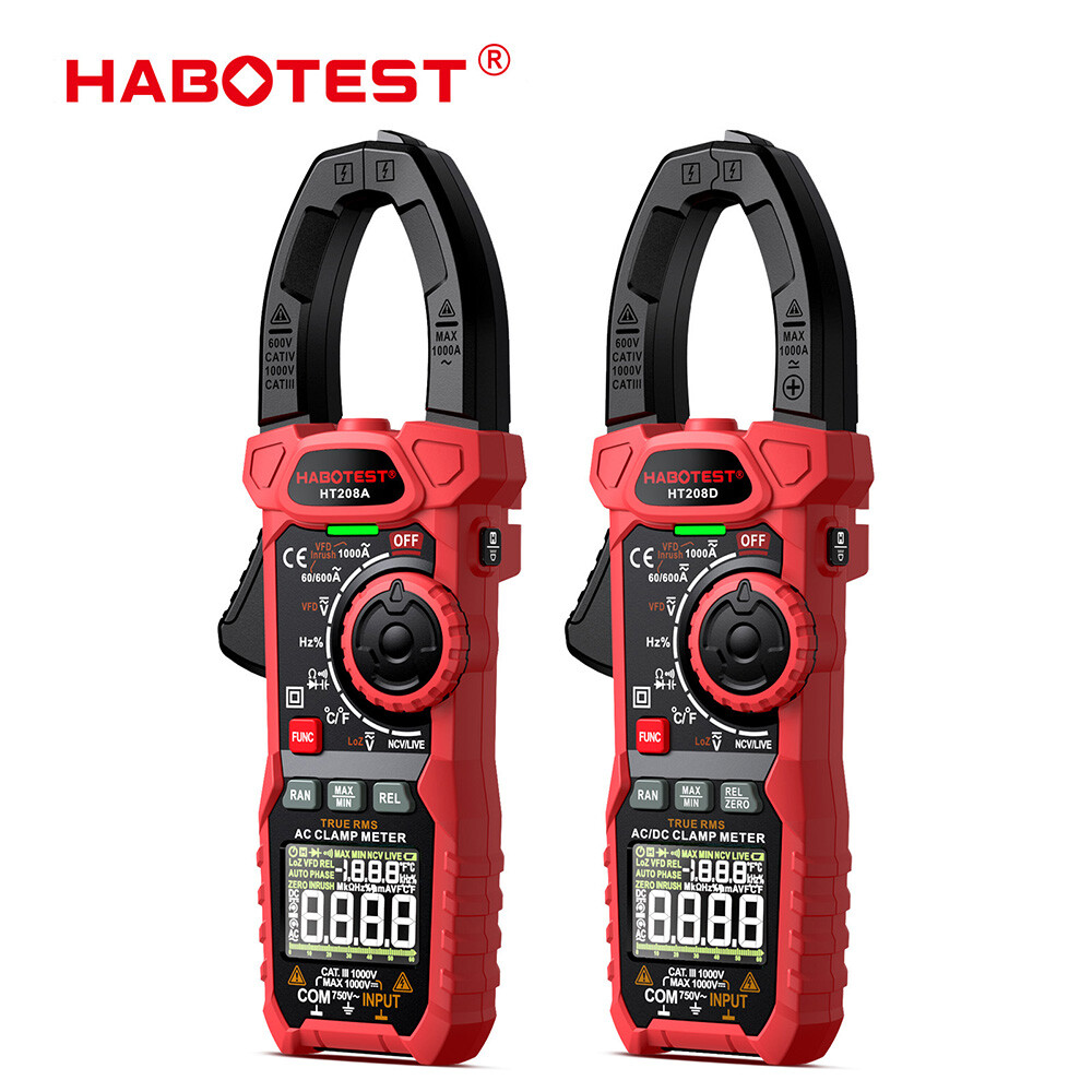 HABOTEST HT208 Series Clamp Meter Digital Multimeter Tester AC DC Volt ...