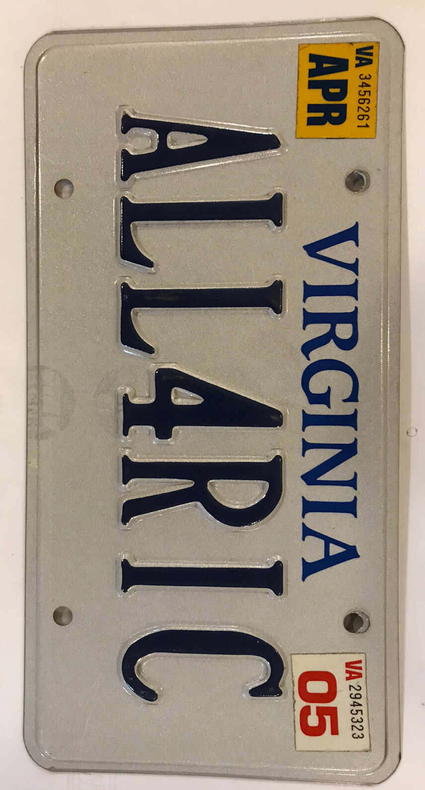Vanity ALL 4 RIC RICK license plate Richard Ricky Rico Ricardo ...