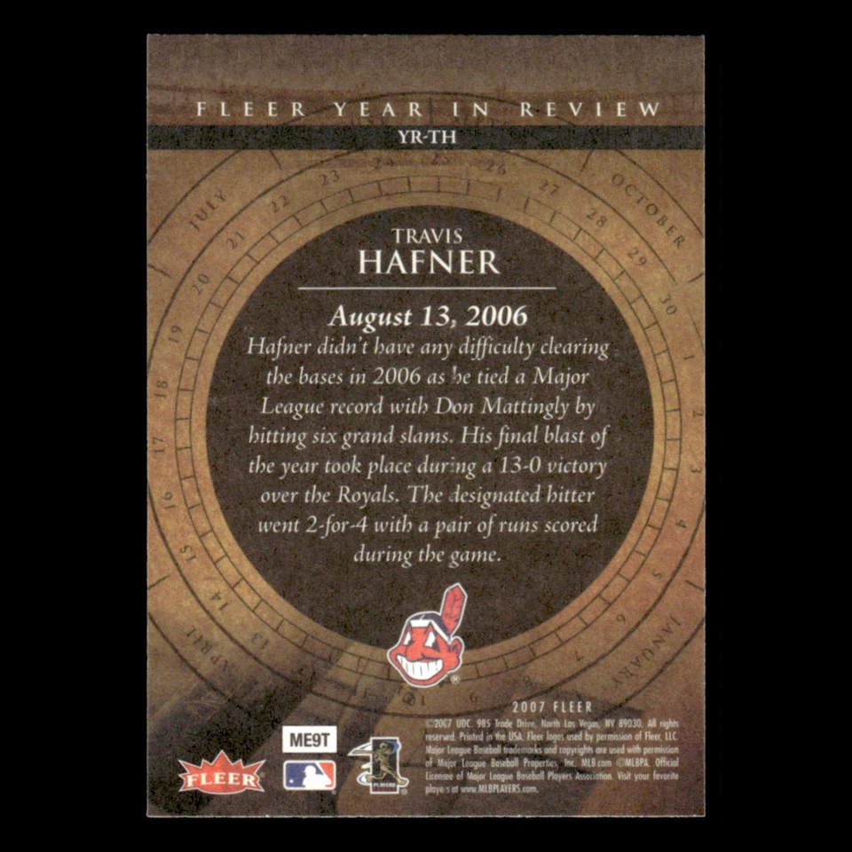 Travis Hafner #YR-TH 2007 Fleer Year in Review Cleveland Indians ...