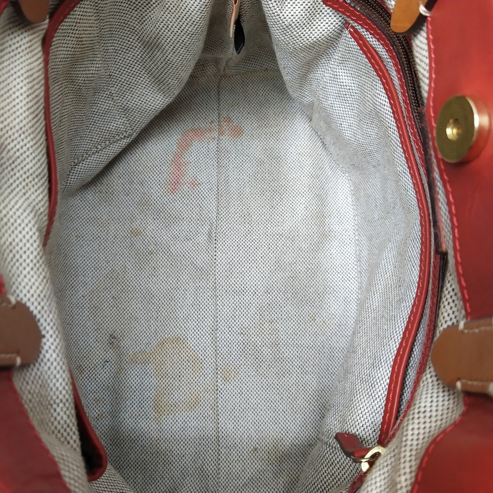 Dooney & Bourke City Barlow Red Leather Double Handle Satchel Shoulder ...