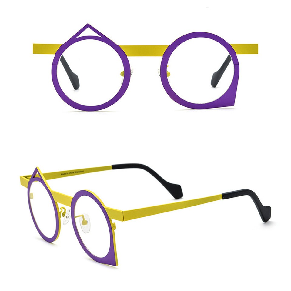 Irregular Metal Eyeglass Frames Mixed-color Round Spectacles Unisex ...