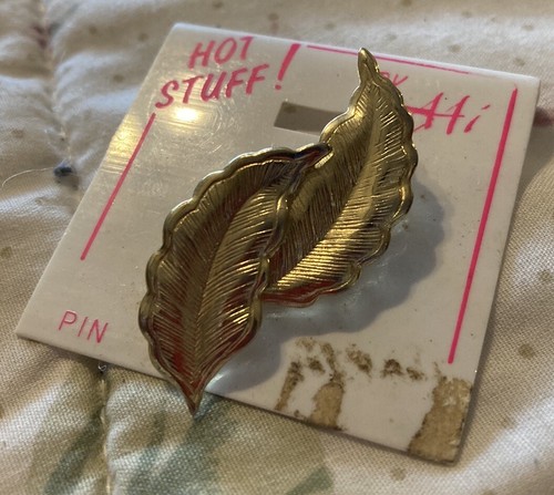 AAI Vintage NEW Leaf Pin/Brooch Fern Feather Gold Retro Costume Jewelry ...